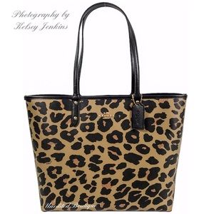 Coach | Bags | Coach Leopard Reversible Tote Handbag | Poshmark